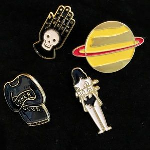 the rabbit cellar | Jewelry | New Brass Enamel Goth Pins | Poshmark